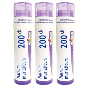 boiron natrum muriaticum 200ck homeopathic medicine for runny nose due to allergies - pack of 3 (240 pellets)