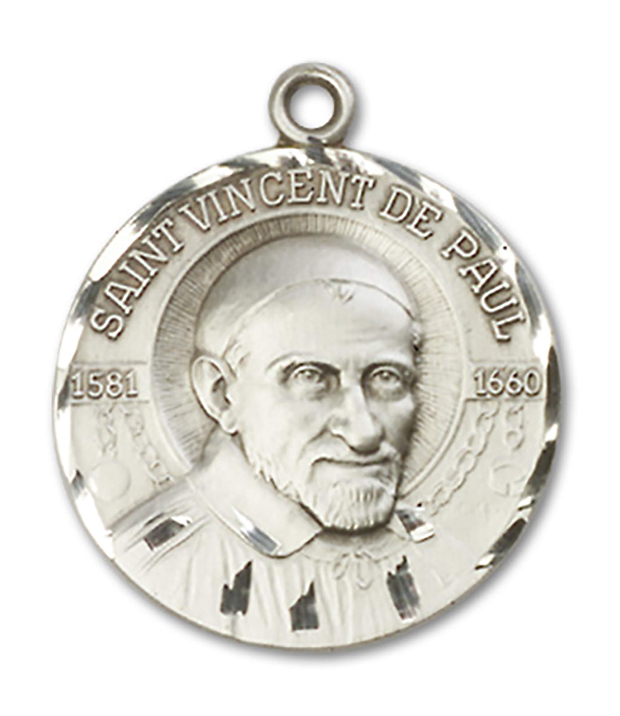 Sterling Silver Patron Saint Medal (St. Vincent de Paul)