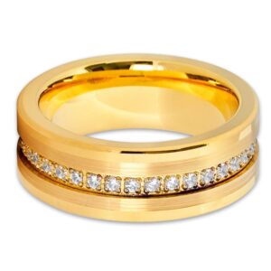 Yellow Gold Tungsten Wedding Band - 8mm - Yellow Gold Ring - Tungsten Ring (12.5)