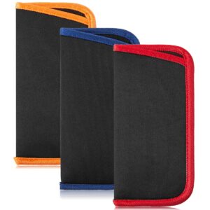 3 pack reading glasses pouch - soft eyeglasses bag portable cloth eyewear case (3 pack (blue,orange,red), small)