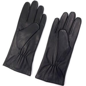 ZLUXURQ Luxury Italian Soft Leather Gloves for Women in Black - Genuine SheepSkin Leather Women’s Cold Weather Gloves Cashmere Lined