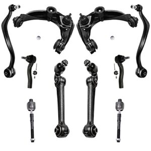 detroit axle - 10pc front end suspension kit for 07-12 ford fusion lincoln mkz, 07-09 mercury milan, lower forward rearward & upper control arms tie rods 2007 2008 2009 2010 2011 2012 replacement