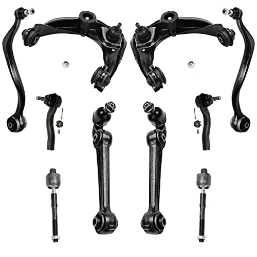 Detroit Axle - 10pc Front End Suspension Kit for 07-12 Ford Fusion Lincoln MKZ, 07-09 Mercury Milan, Lower Forward Rearward & Upper Control Arms Tie Rods 2007 2008 2009 2010 2011 2012 Replacement