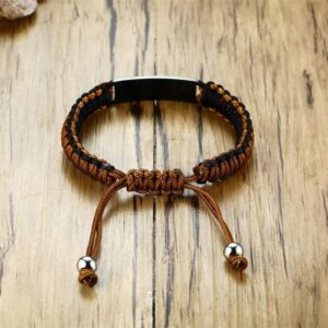 VNOX 3 Color/Set-Customize Medical Alert ID Bracelet Braided Brown Rope Paracord Adjustable Wristband