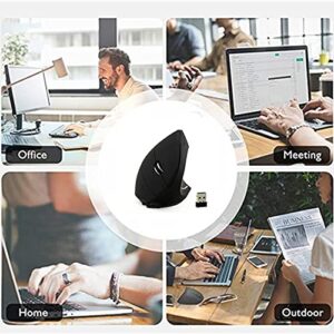 FLY WAY Ergonomic Vertical Wireless Mouse, Rechargeable 2.4GHz Optical Mice 800/1200/1600 DPI 6 Buttons for Laptop, PC, Computer, Desktop, Notebook