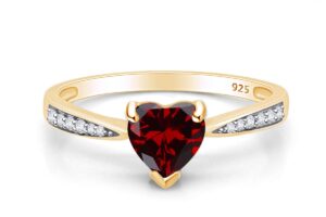 affy simulated garnet & cubic zirconia solitaire heart promise ring 14k yellow gold over sterling silver gift for her ring size-6