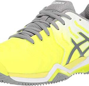 ASICS Women's Gel-Resolution 7 Clay Court Shoes, 7.5, Safety Yellow/Stone Grey