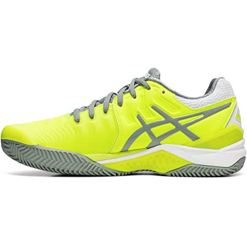 ASICS Women's Gel-Resolution 7 Clay Court Shoes, 7.5, Safety Yellow/Stone Grey