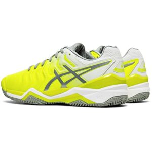 ASICS Women's Gel-Resolution 7 Clay Court Shoes, 7.5, Safety Yellow/Stone Grey