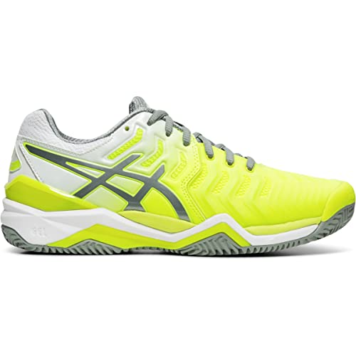 ASICS Women's Gel-Resolution 7 Clay Court Shoes, 7.5, Safety Yellow/Stone Grey