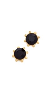 kate spade new york women's flying colors bezel stud earrings, jet, black, gold, one size