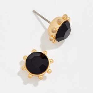 Kate Spade New York Women's Flying Colors Bezel Stud Earrings, Jet, Black, Gold, One Size