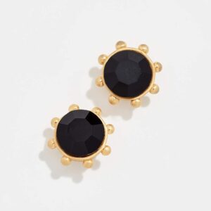 Kate Spade New York Women's Flying Colors Bezel Stud Earrings, Jet, Black, Gold, One Size