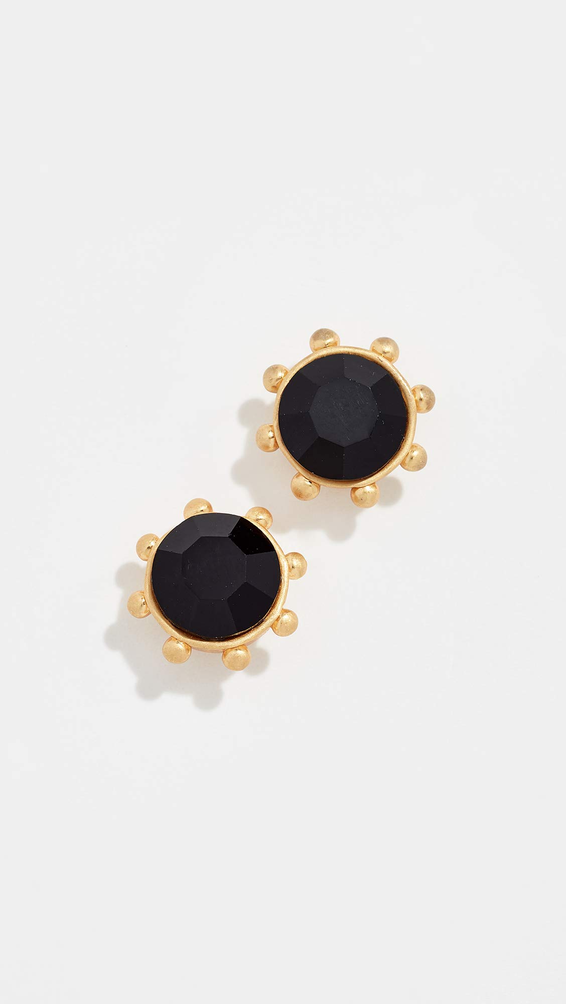 Kate Spade New York Women's Flying Colors Bezel Stud Earrings, Jet, Black, Gold, One Size