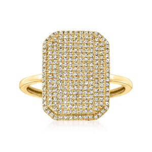 ross-simons 0.33 ct. t.w. pave diamond rectangular ring in 14kt yellow gold. size 6