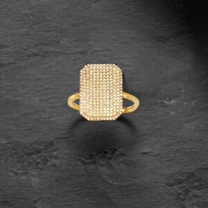 Ross-Simons 0.33 ct. t.w. Pave Diamond Rectangular Ring in 14kt Yellow Gold. Size 6