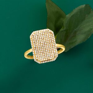 Ross-Simons 0.33 ct. t.w. Pave Diamond Rectangular Ring in 14kt Yellow Gold. Size 6