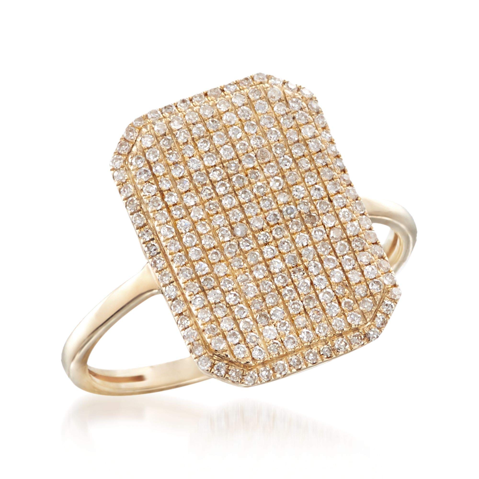 Ross-Simons 0.33 ct. t.w. Pave Diamond Rectangular Ring in 14kt Yellow Gold. Size 6