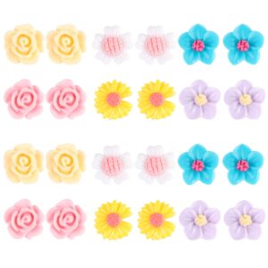 spiritlele flower magnetic earrings set clip on non piercing fake stud earrings pack for women