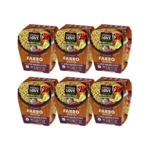 kitchen & love cooked farro, grilled vegetables & herbs, ready to eat, shelf stable, non gmo, dairy free, plant based, kosher, vegan, vegetarian, 7.9 oz (6-pack)