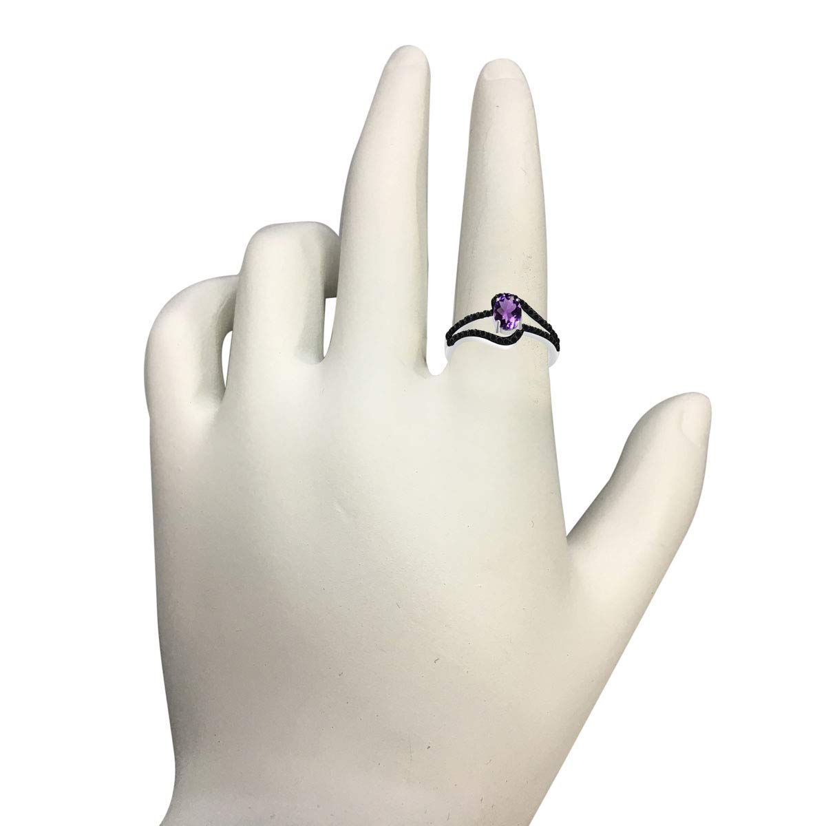 AoneJewelry 1.45 Ct. Amethyst Black Diamond Ring Crafted In 10k Rose, White & Yellow Gold, Best Valentinesday Gift