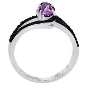 AoneJewelry 1.45 Ct. Amethyst Black Diamond Ring Crafted In 10k Rose, White & Yellow Gold, Best Valentinesday Gift