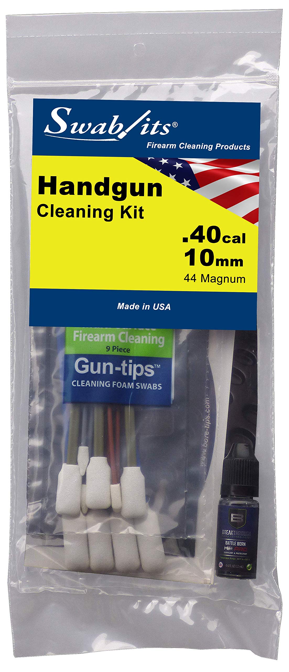 Swab-its® 40 caliber .40cal/10mm/44MAG Handgun Firearm Cleaning Kit - Made in The USA