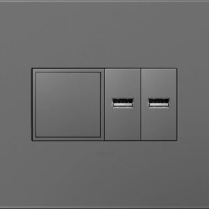 Legrand adorne 2-Gang Pop-Out Outlet in Magnesium with Matching Wall Plate, ARPTR152GM2WP