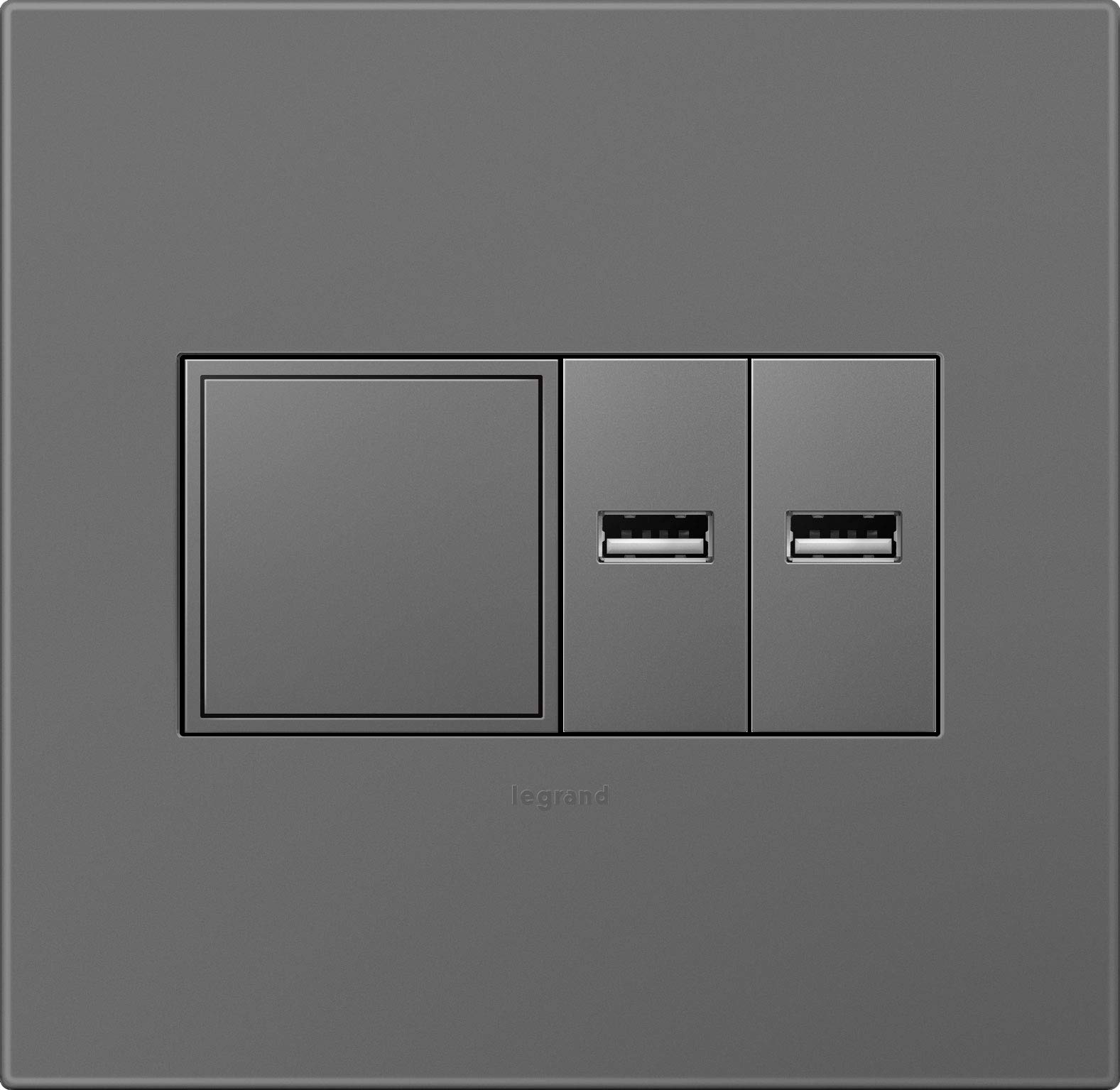 Legrand adorne 2-Gang Pop-Out Outlet in Magnesium with Matching Wall Plate, ARPTR152GM2WP