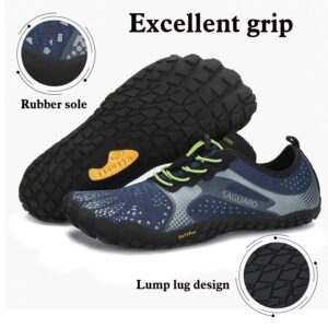 SAGUARO Mens Minimalist Shoes Barefoot Trail Runner Wide Toe Box Breathable Walking Gym Athletic Beach Swimming Pool Kayaking Water Shoes Grey