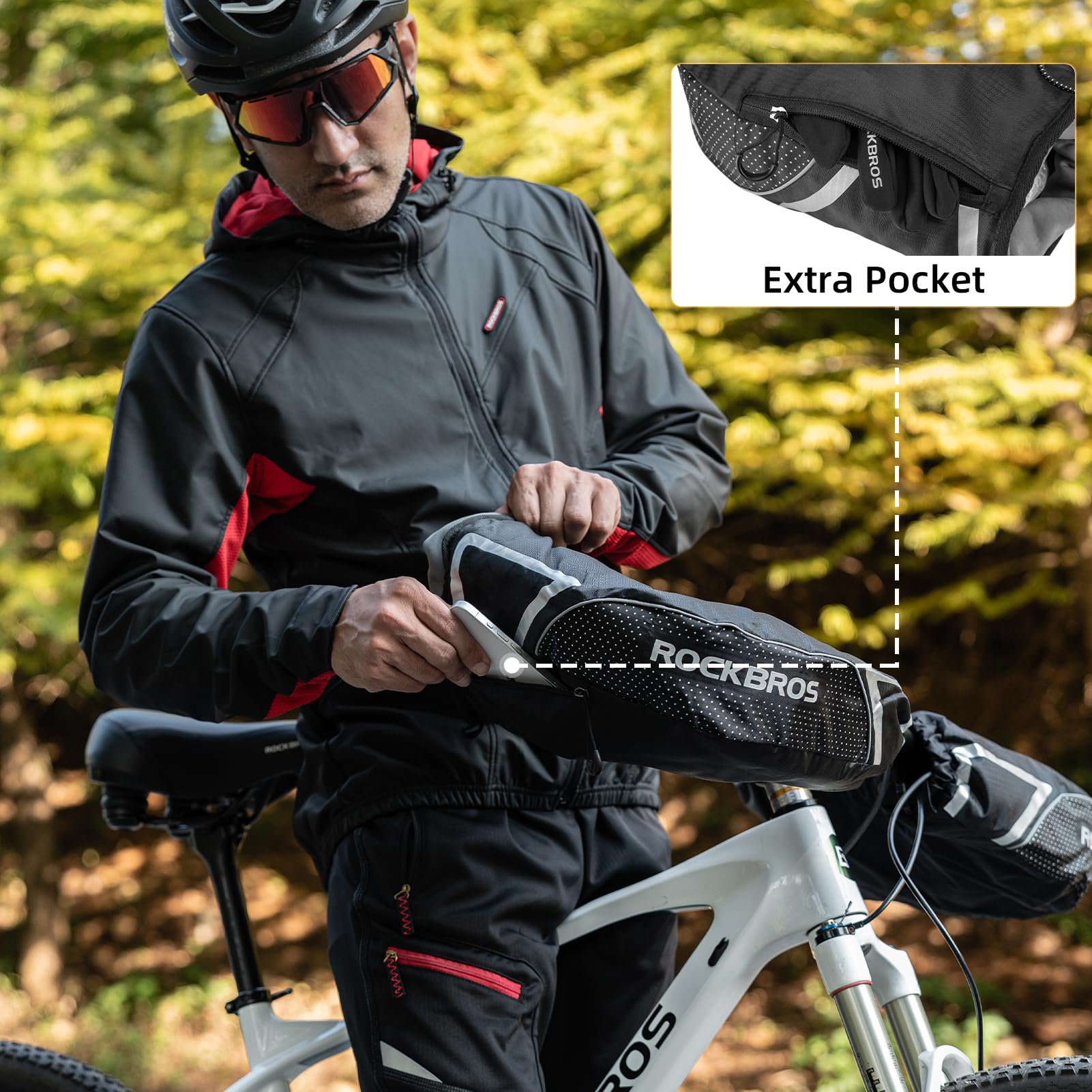 ROCKBROS Bike Handlebar Mittens Winter Extreme Cold Weather Mountain Commuter MTB Fat Bike Bar Covers Cyclist Pogies Mitten