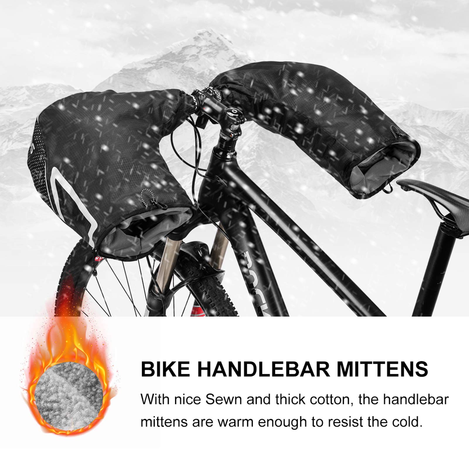 ROCKBROS Bike Handlebar Mittens Winter Extreme Cold Weather Mountain Commuter MTB Fat Bike Bar Covers Cyclist Pogies Mitten