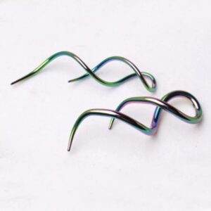 Amelia Fashion Rainbow Twist Tail Taper 316L Surgical Stainelss Steel (SOLD AS A PAIR) (14GA (1.6mm))