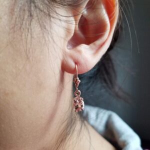 Solid 14k Rose Gold Morganite Dangle Lever back Earrings