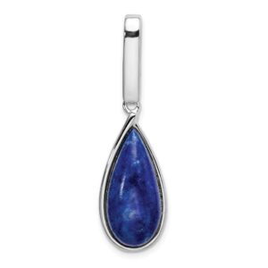 fb jewels solid 925 sterling silver rhodium-plated natural lapis teardrop pendant