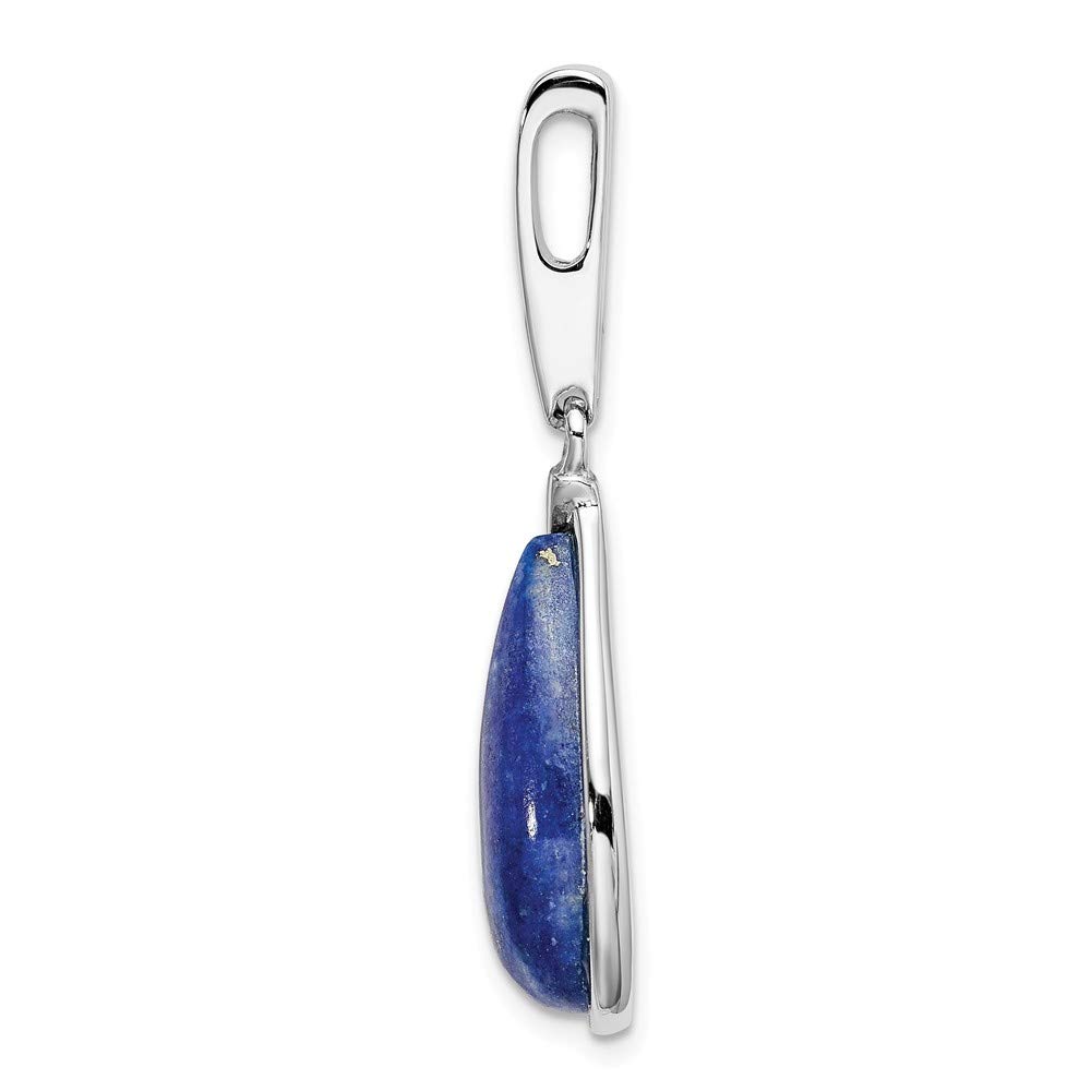 FB JEWELS Solid 925 Sterling Silver Rhodium-Plated Natural Lapis Teardrop Pendant