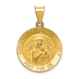 fb jewels solid 14k yellow gold polished and satin our lady of perpetual help medal pendant