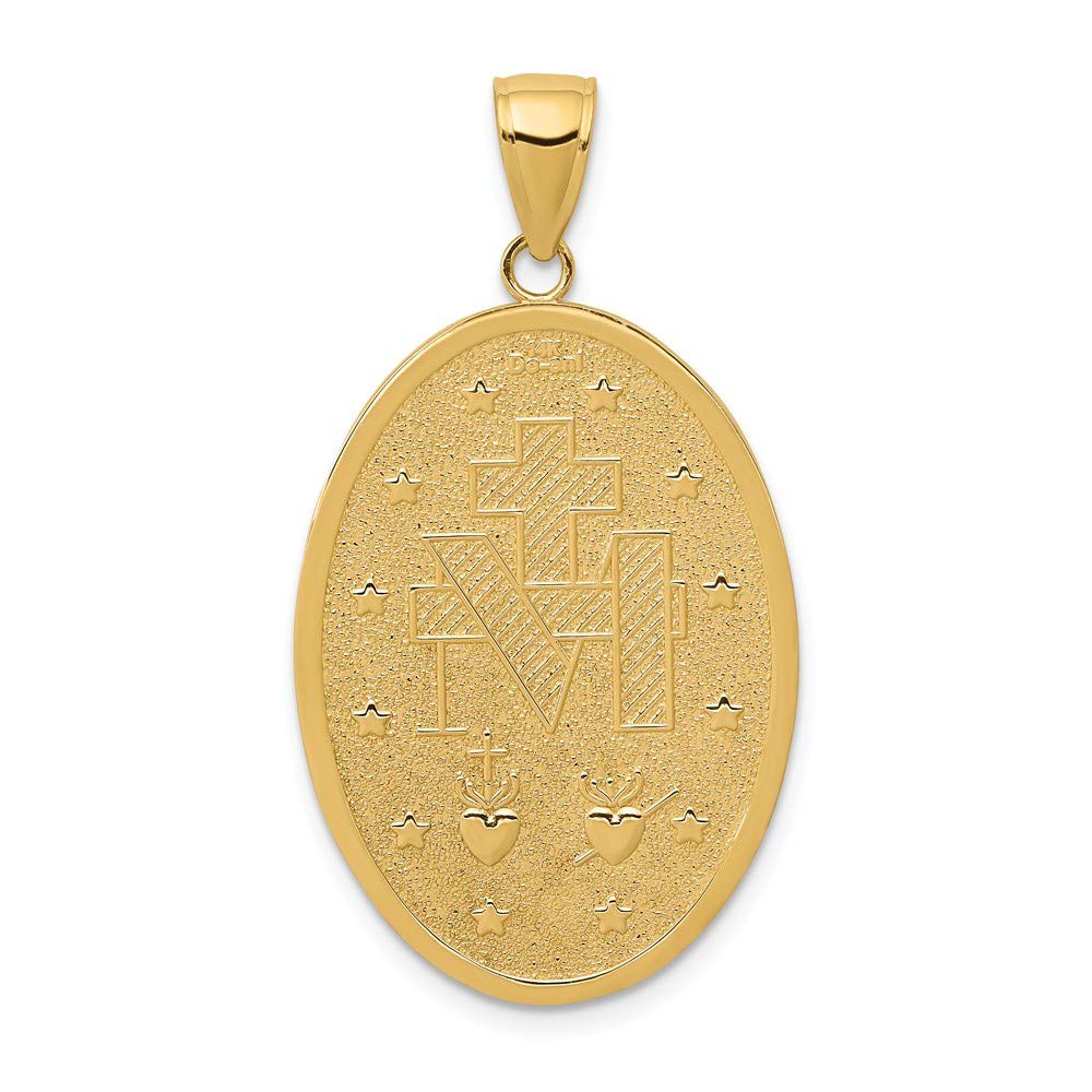 FB Jewels Solid 14K Yellow Gold Miraculous Medal Pendant