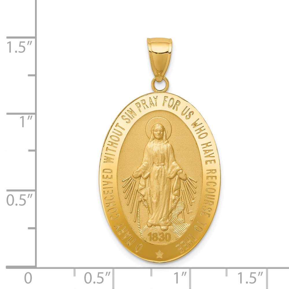 FB Jewels Solid 14K Yellow Gold Miraculous Medal Pendant