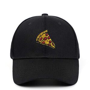 YUNXIBASECAP Pepperoni Pizza Embroidery Baseball Cap Dad Hat Unisex Adjustable Hip hop Pizza Cap Black