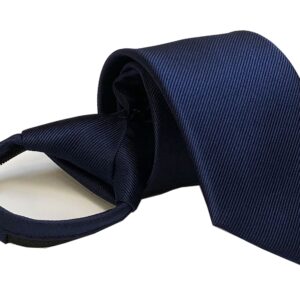 Kihatwin Men Big Boys Navy Blue Zipper Tie Stylish Elegent Pre-tied Necktie Best for Gift