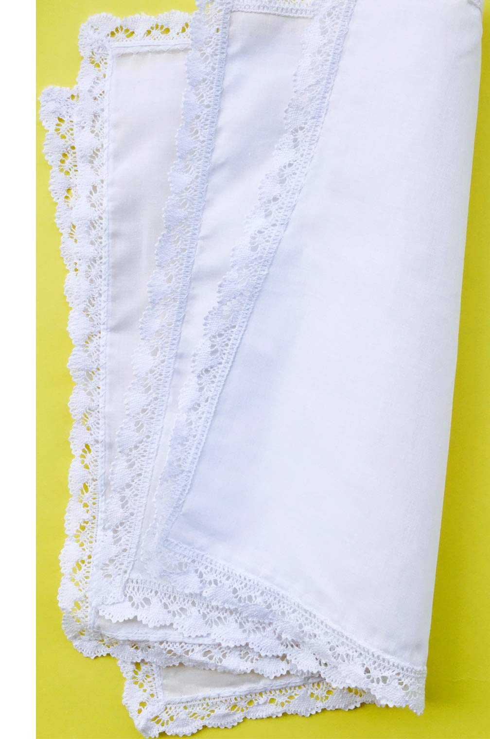 MemoryHanky Ladies Bridal Wedding Crochet Lace Handkerchiefs 60s Cotton Hankies Size 11.8"