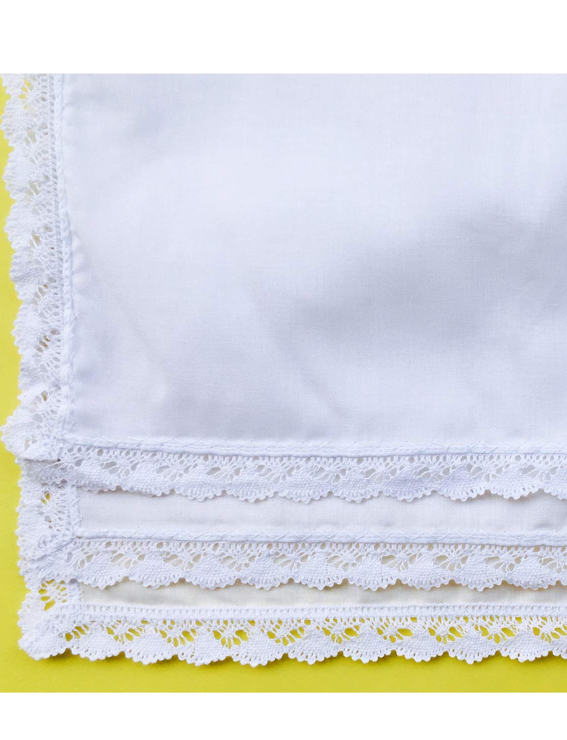 MemoryHanky Ladies Bridal Wedding Crochet Lace Handkerchiefs 60s Cotton Hankies Size 11.8"