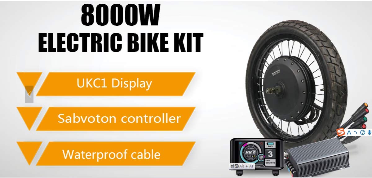 NBPOWER 72v 8000w QS 273 Electric Bike hub Motor Conversion kit with TFT Colorful Display, Sabvoton 72v 150Amp sine Wave Controller,8000W Ebike kit (19inch)