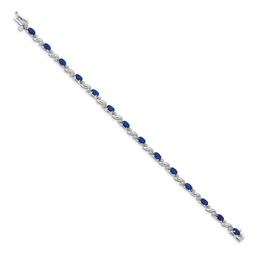 Jewels By Lux 14K White Gold Diamond and Sapphire Bracelet