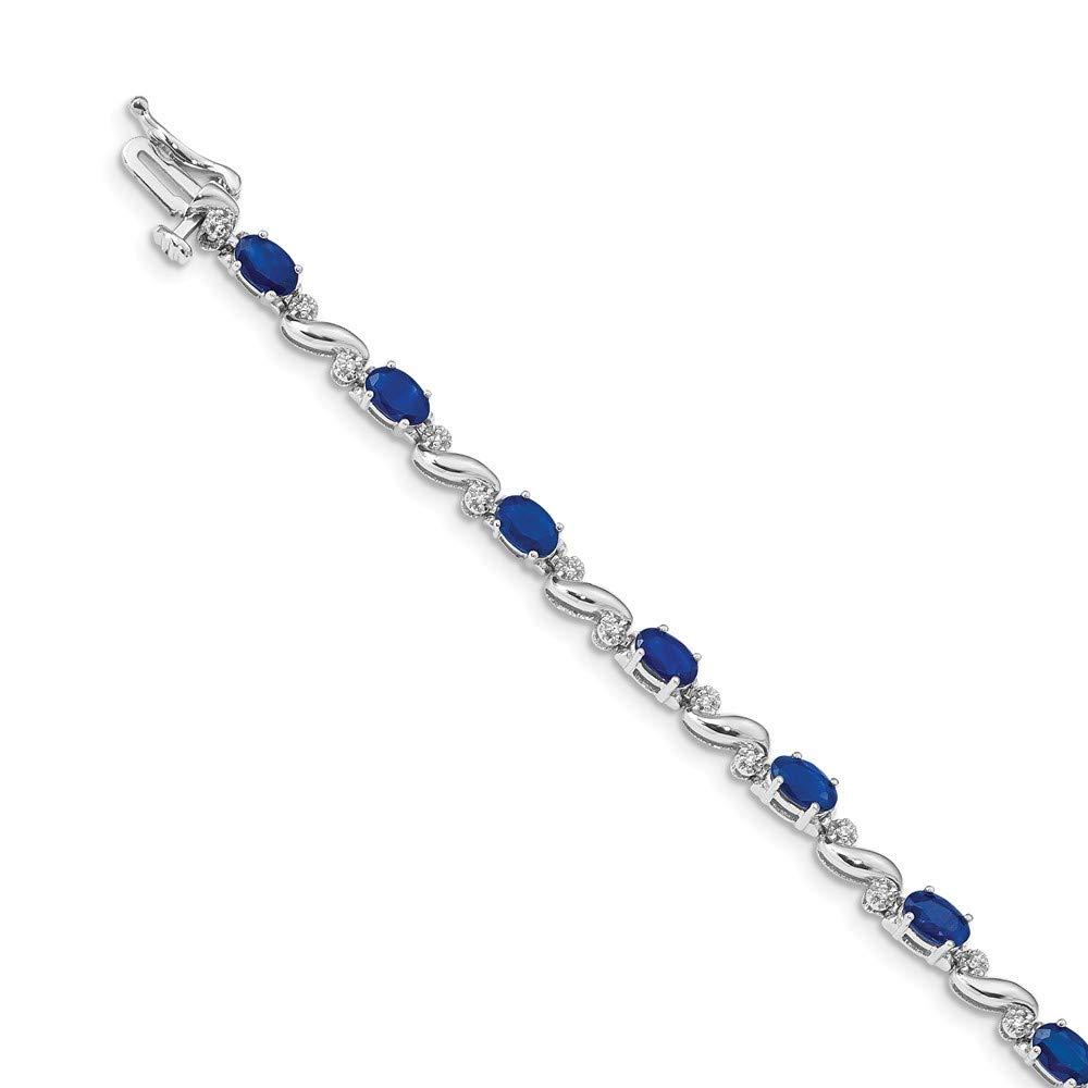 Jewels By Lux 14K White Gold Diamond and Sapphire Bracelet