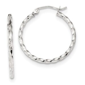 jewels by lux 10k white gold twist polished hoop earring