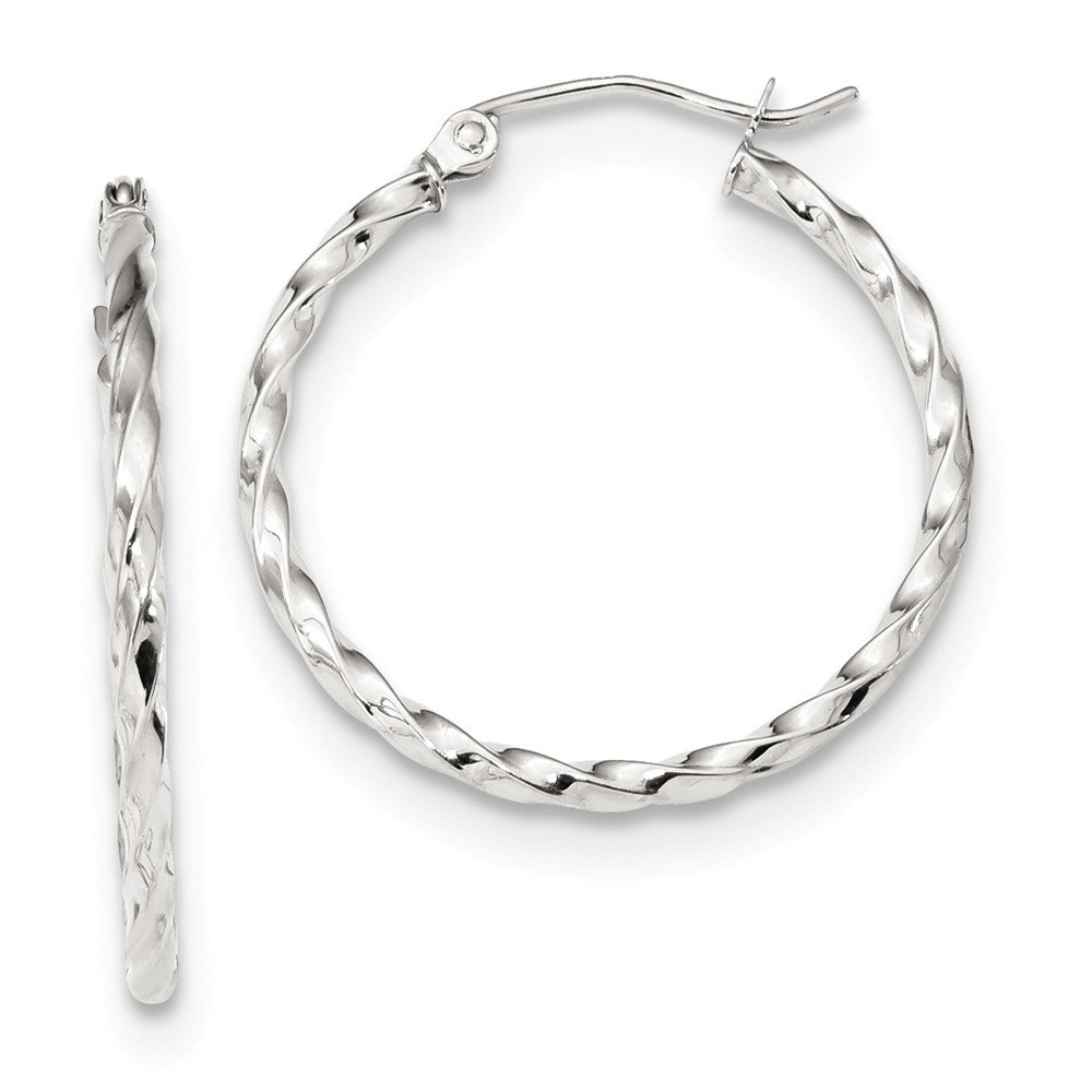 Jewels By Lux 10k White Gold Twist Polished Hoop Earring