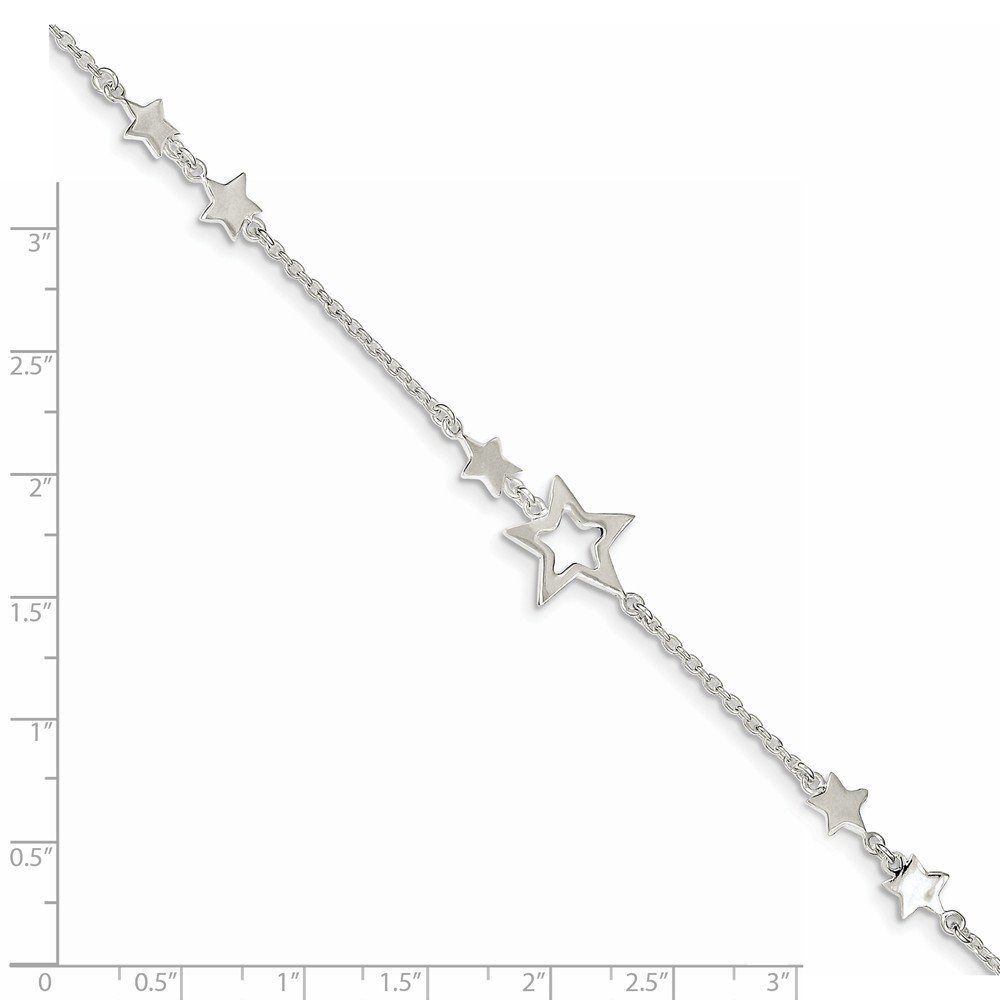 Solid Sterling Silver Star Bracelet