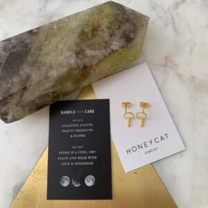 HONEYCAT Charlie Link Bar Earrings in Gold, Rose Gold, or Silver | Minimalist, Delicate Jewelry (Gold)